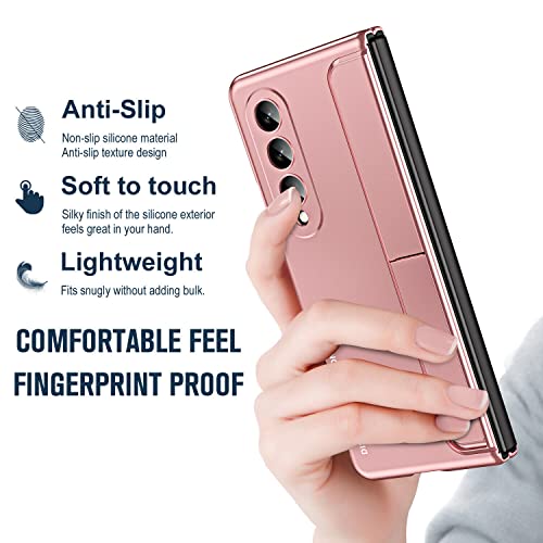 EAXER for Samsung Galaxy Z Fold 4 Case, Full Coverage Protection, Built in Screen Protector Pen Holder Stand Shockproof Rugged Case Cover (Pink)