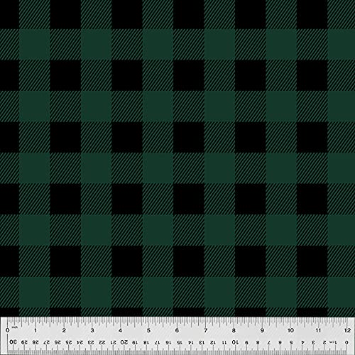 Buffalo Plaid Green Anti-Pill No-Sew Throw Fleece Fabric Kit (50x60)
