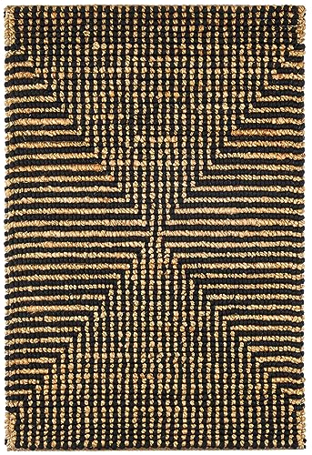 Dash & Albert Kelan Handwoven Jute Rug, 8 X 10 Feet, Black/Neutral Geometric Pattern