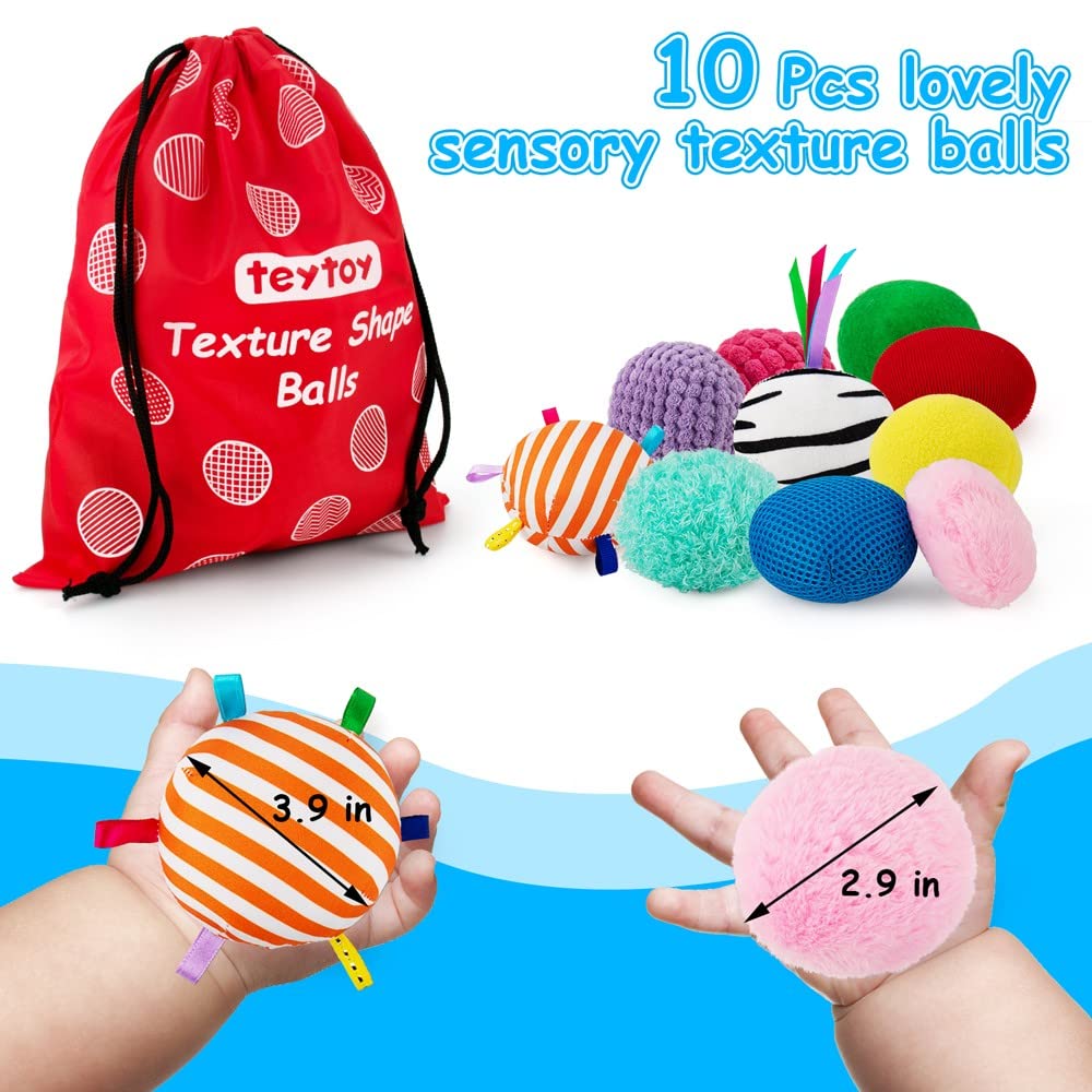 Baby Sensory Texture Ball Toy Set,10Pcs Montessori Toys for Babies 6-12 Months,Develop Fine Motor & Sensory Play for Newborns’ Early Learning,Fidget Stress Toys for Autism/Anxiety Relief