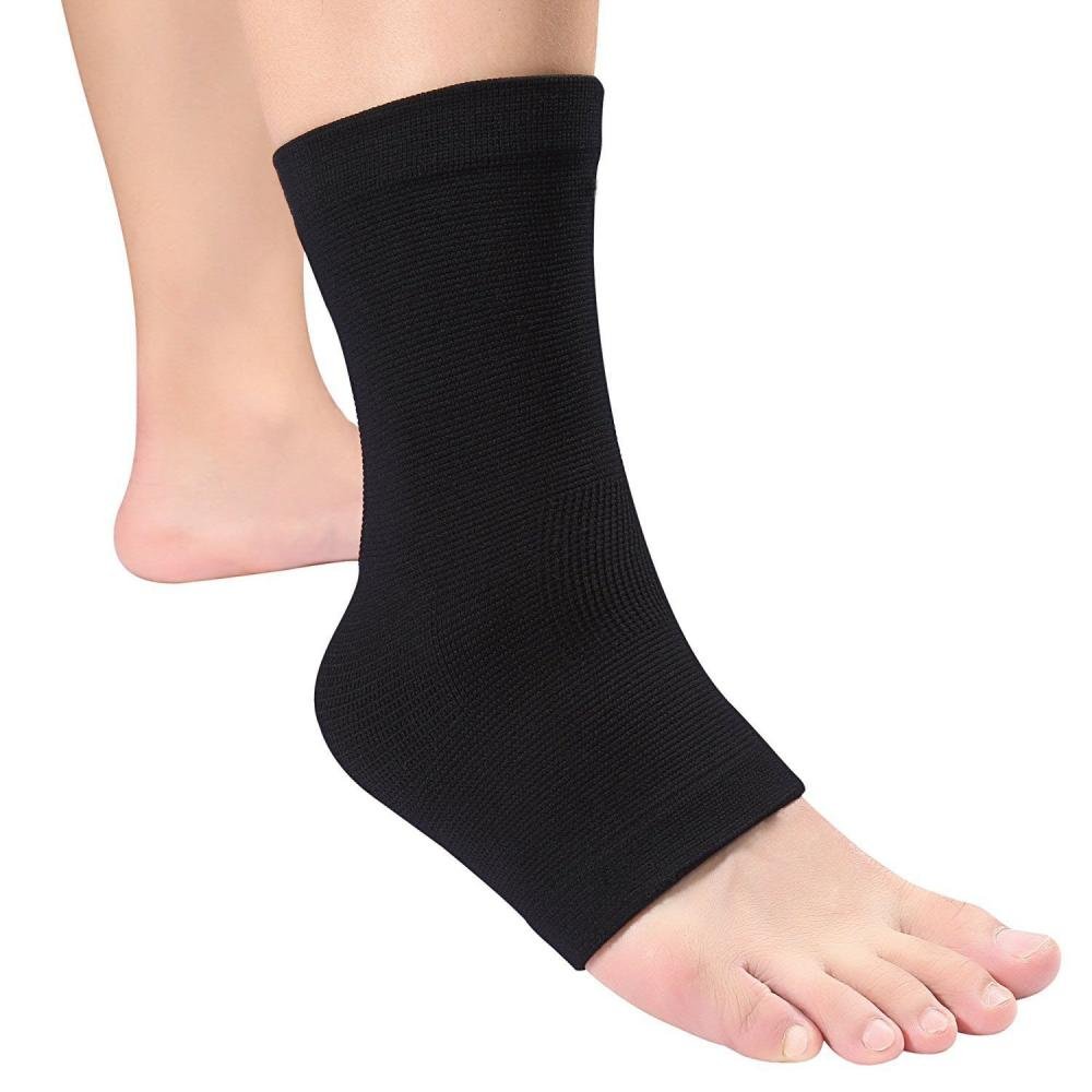 Ankle Support Brace Sleeve Elastic Foot Guard Sprains Injury Wrap Strap Breathable Compression For Pain Relief, Injury Recovery, Heel Spurs and Flat Feet Black(Single) Suitable