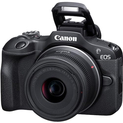Canon EOS R100 Mirrorless Camera with 18-45mm and 55-210mm Lenses Kit (6052C022) + Bag + 64GB Card + LPE17 Battery + Charger + Card Reader + Flex Tripod + Cleaning Kit + Memory Wallet (Renewed)
