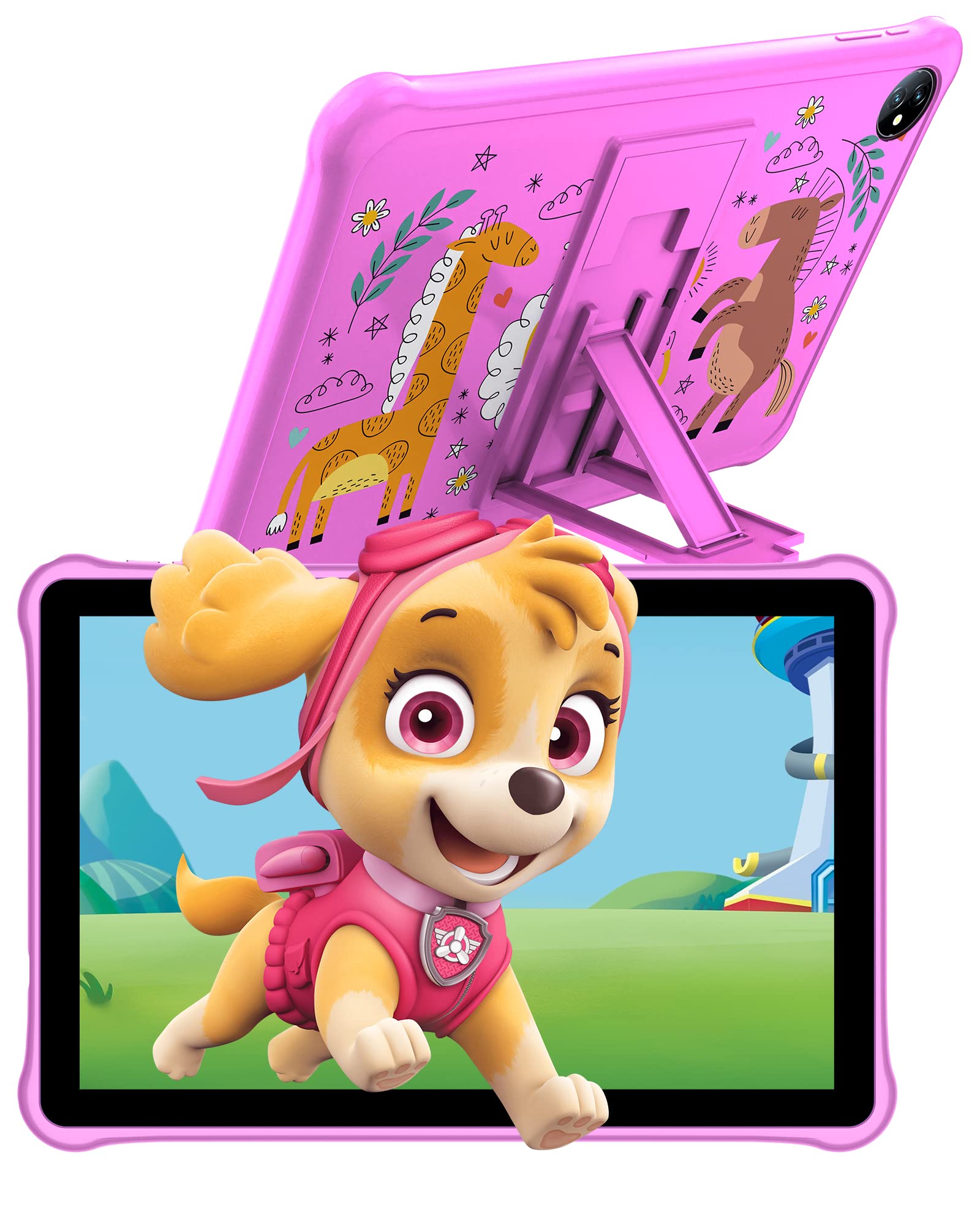 Blackview Kids Tablet Android 12 Tablet Tab A7 Kids 10.1 inch Tablets 64GB ROM 1TB Expand 6580mAh Tablet Toddler Tablet Bluetooth IPS HD+ Display Parental Control Educational Games Pink