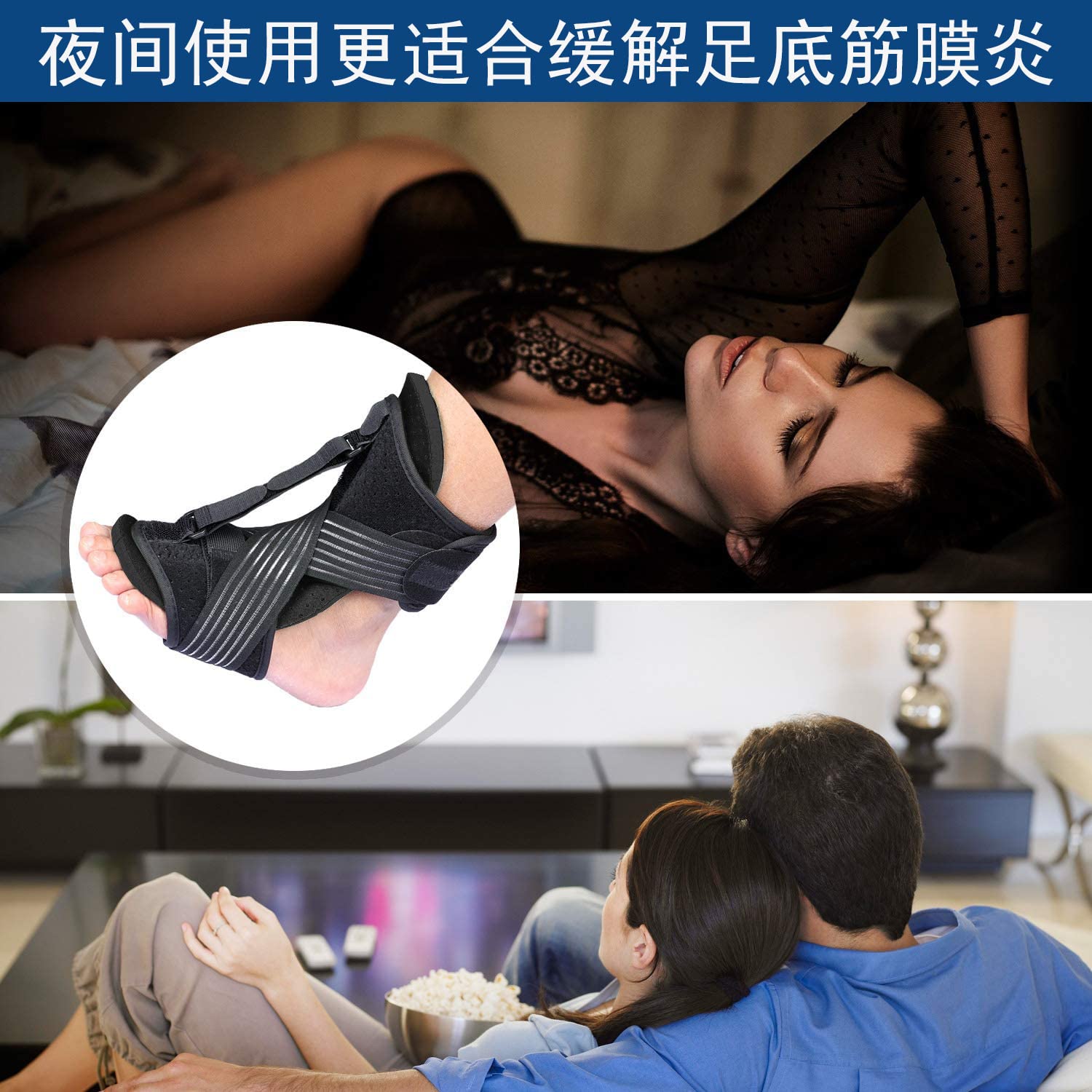 Ankle Support Brace,Women & Men Adjustable Tendonitis Support -Injury Recovery, Joint Pain,For Drop Foot Ankle Heel Pain Plantar Fasciitis Night Splint Relief set,Black