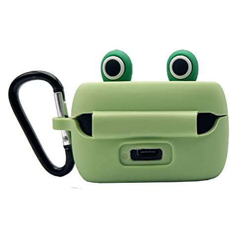 Cartoon Kawaii Case for Jabra Elite Active 75t/Elite 75t Earbuds;Seadream Portable Cute 3D Frog Eye Animal Cartoon Scratch Shock Resistant Protective Cover with Carabiner (Frog Eye)