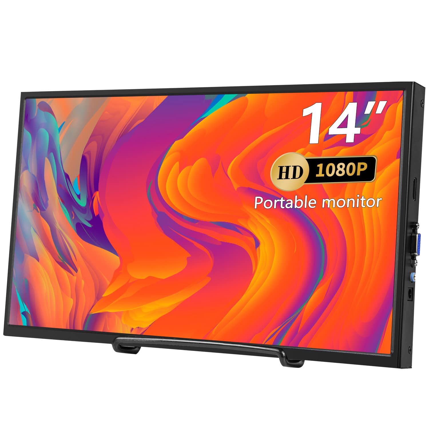 Bnztruk 14 Inch Portable Monitor 1920x1080 Full HD IPS Screen Display with HDMI & VGA Port for Raspberry Pi, Laptop, PC, MacBook, Xbox, PS3,PS4,60HZ,5ms, PC 16:9 External Display