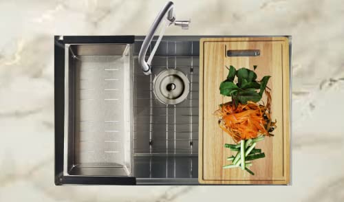 BlueBay Workstation Stainless Steel 28'' undermount Sink with 5 Gourmet Accessories