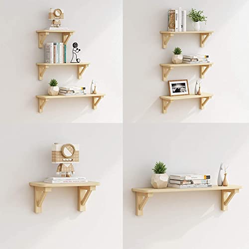 BITNAT Shelf Brackets Wall Shelves 2 Pack Wall Mount Wood Shelf Solid Bracket Shelf Supports Pendant Lamp Kit Includes Screws (Color : Wood, Size : 25.40 cm)