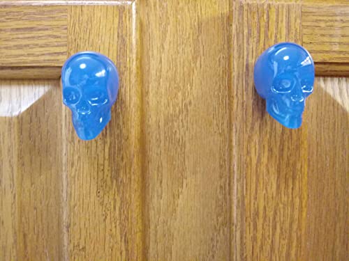 Blue Skull Cabinet Knobs/Drawer Knobs (Black Light Activated) (Set of 2)