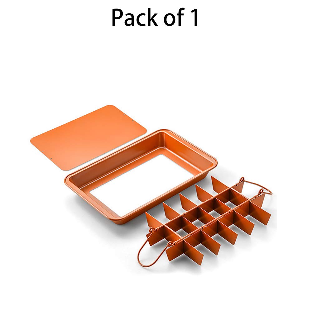 Brownie Pan with Dividers Baking Tray All Edges-Only - Bite Size Baking Steel Corner Brownies Pan with Cutter, Makes 18 Pre-cut Brownies Perfect All at Once