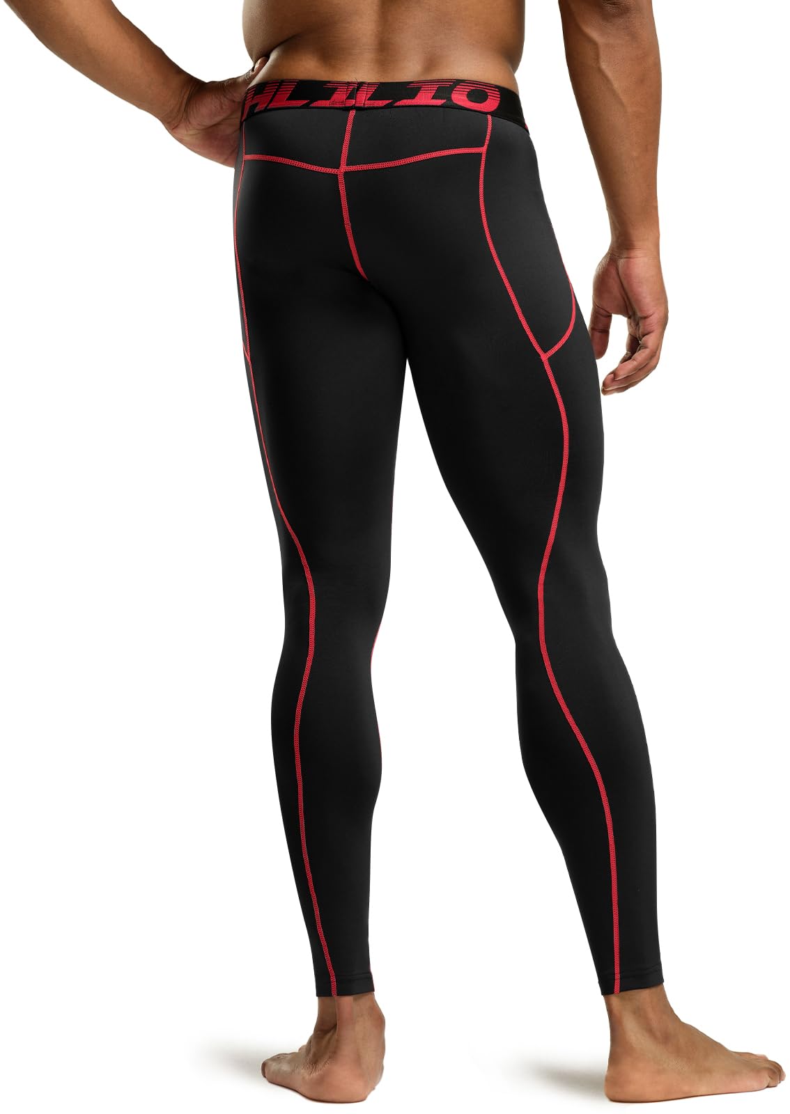 ATHLIO Men's Thermal Compression Pants, Athletic Running Tights & Sports Leggings, Wintergear Base Layer Bottoms, 3pack Thermal Pants Black/Black & Red/Charcoal, X-Large