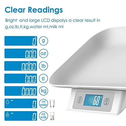 Digital Baby Scale for Pets, Accuracy 1g/0.035oz, Measuring Range 0.1oz-33lbs,Unit g/kg/lb/oz/tl/ml, Suitable for Kitten Puppy Rabbit Tortoise Snake Etc