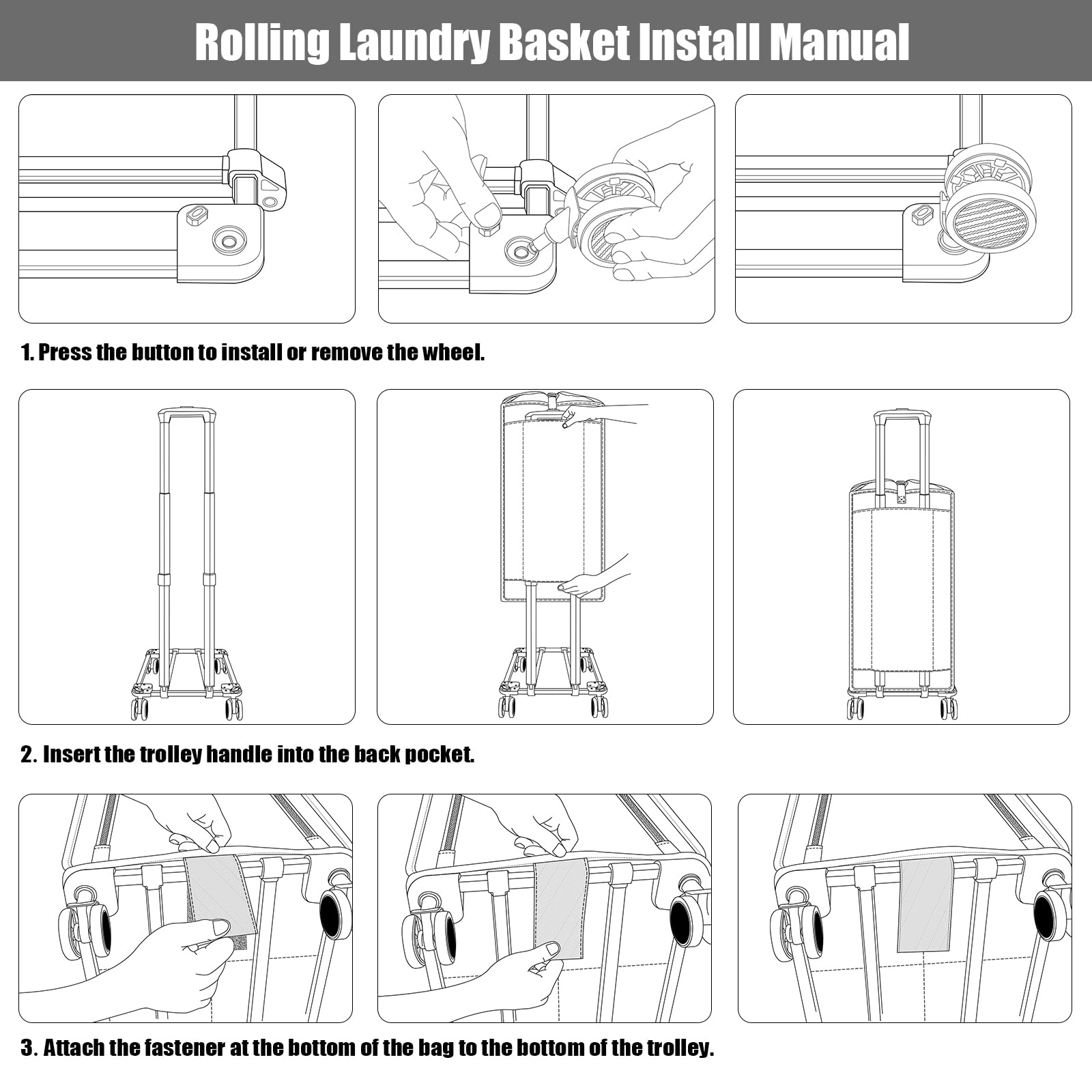 Bukere Extra Large Rolling Laundry Basket with Wheels, 90L Freestanding Collapsible Laundry Hamper Bag for Clothes Storage, Removable Wheeled Cart for College Dorm Apartment Laundry Room Bathroom