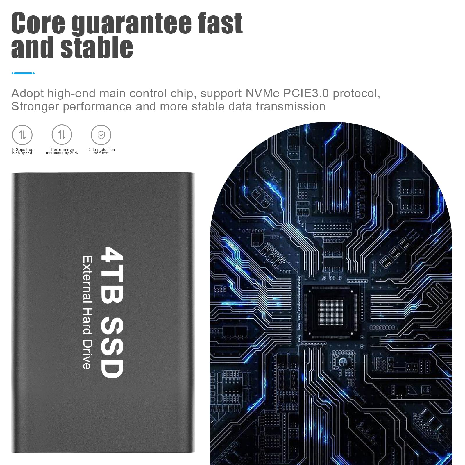 BKMNEU 4TB External Hard Drive, Portable SSD External Hard Drive β High Speed External Hard Drive Plug and Play Ready- for Mac and PC Computer, Desktop, Laptop