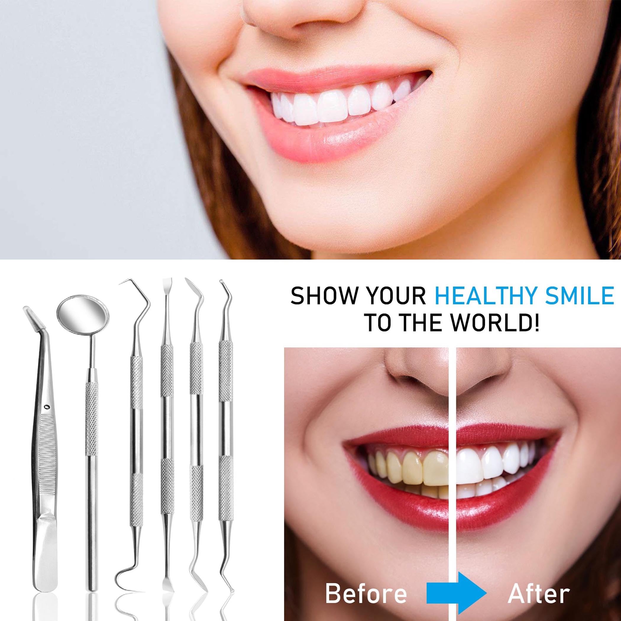 Plaque Remover for Teeth Portable Dental Tools Stainless Steel Dental Picks for Teeth Cleaning Oral Care for Adults Kids and Pets Tartar Remover for Teeth with Case for Daily Use