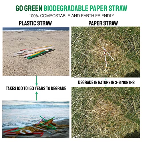 Biodegradable Paper Straws, 300 Pieces Pack,Red Heart Stripe Disposable Drinking Straws,Eco Friendly Christmas Party Supplies, Birthday, Wedding,christmas straws