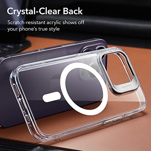 ESR for iPhone 14 Pro Case, Compatible with MagSafe, Built-in Camera Ring Stand, Military-Grade Protection, Magnetic Phone Case for iPhone 14 Pro, Classic Kickstand Case (HaloLock), Clear
