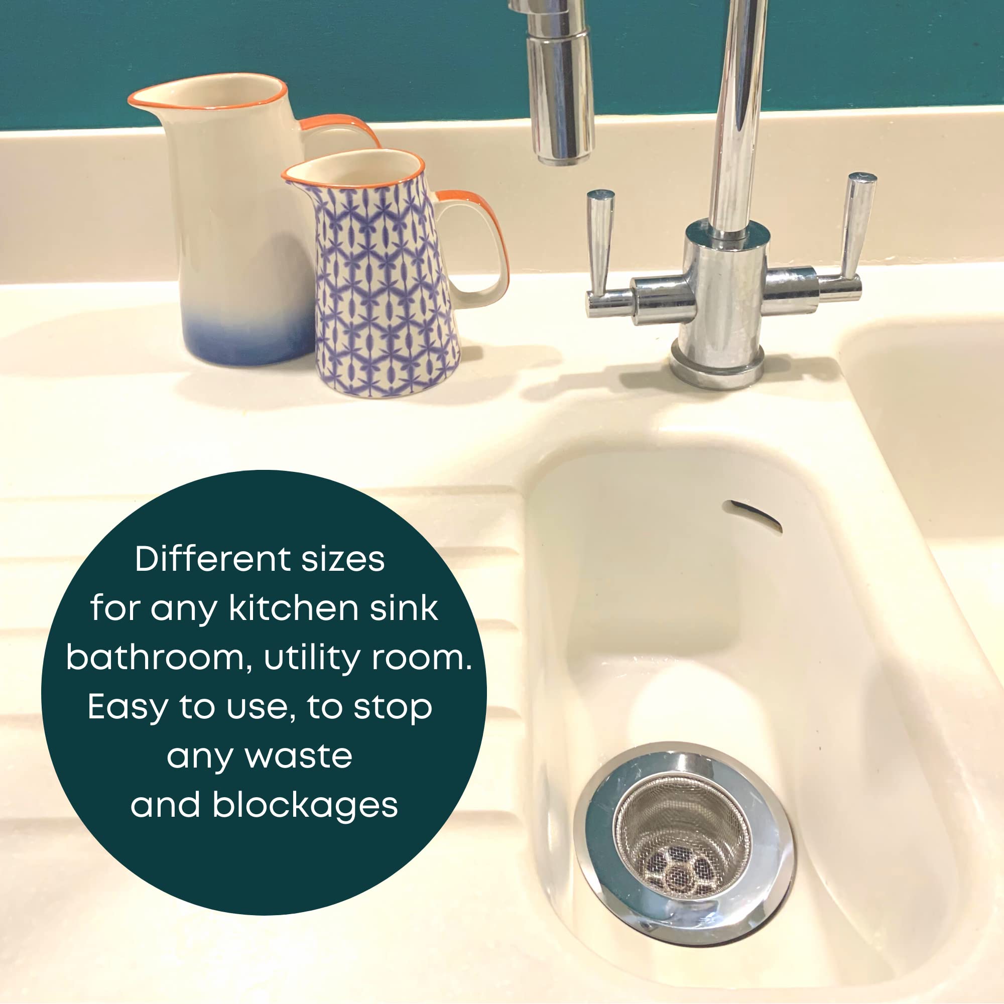 BaraBara Kitchen Sink Strainer, Stainless Steel Sink Drain Strainer, Kitchen Sink Strainer Basket, 6 Pieces Ideal for Kitchen, Bathroom, Shower Room.