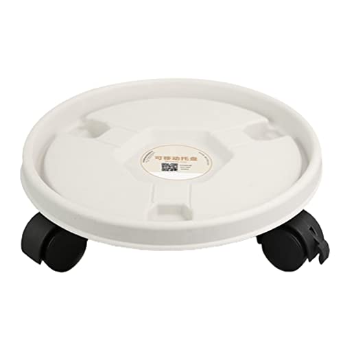 C-LARSS Plant Caddy with Wheels, 8-10 Inch 44lbs Capacity Rolling Plant Stand with Casters, Flexible Pallet Dolly for Plant Pot Vase White