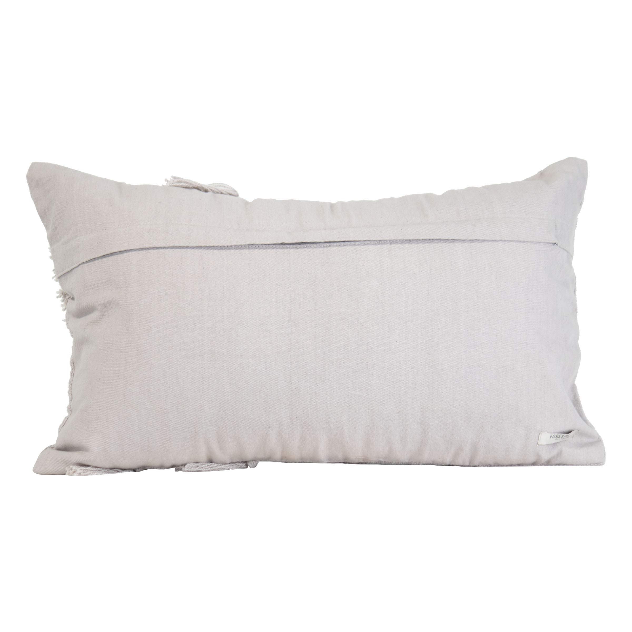 Foreside Home & Garden Gray Handwoven 14x22 Decorative Cotton Throw Pillow with Hand Braided Tassels