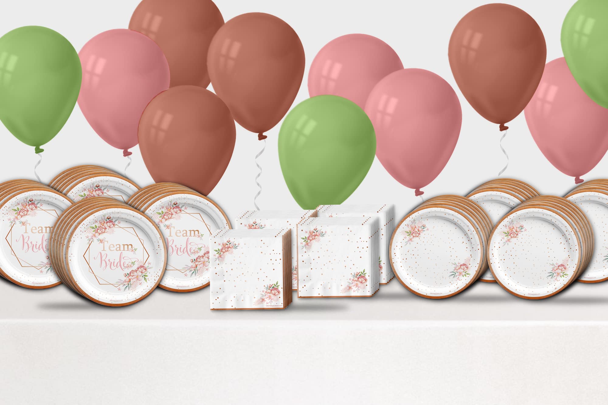 Team Bride Floral Bridal Shower Party Supplies Set Plates and Napkins Kit for 24