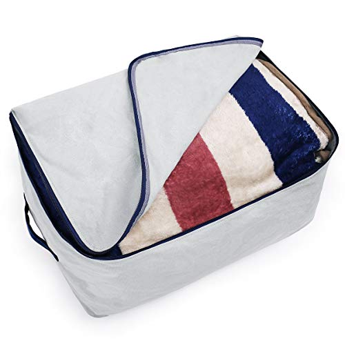 Breathable Canvas Soft Storage Bag with Handles, 2pcs Rigid Folding Storage Bins, Light Gray