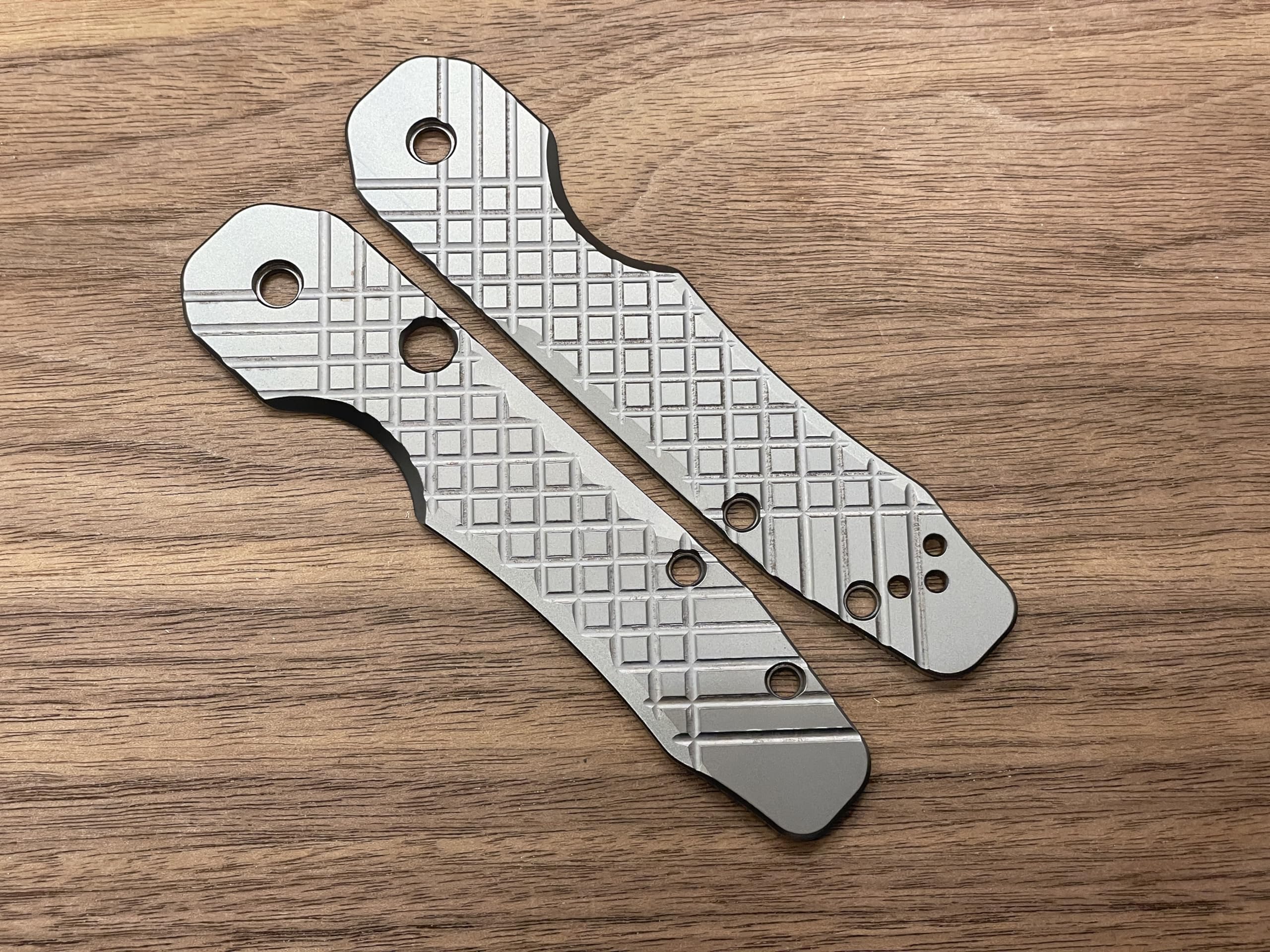 Black engraved FRAG milled Titanium Scales for Spyderco SMOCK