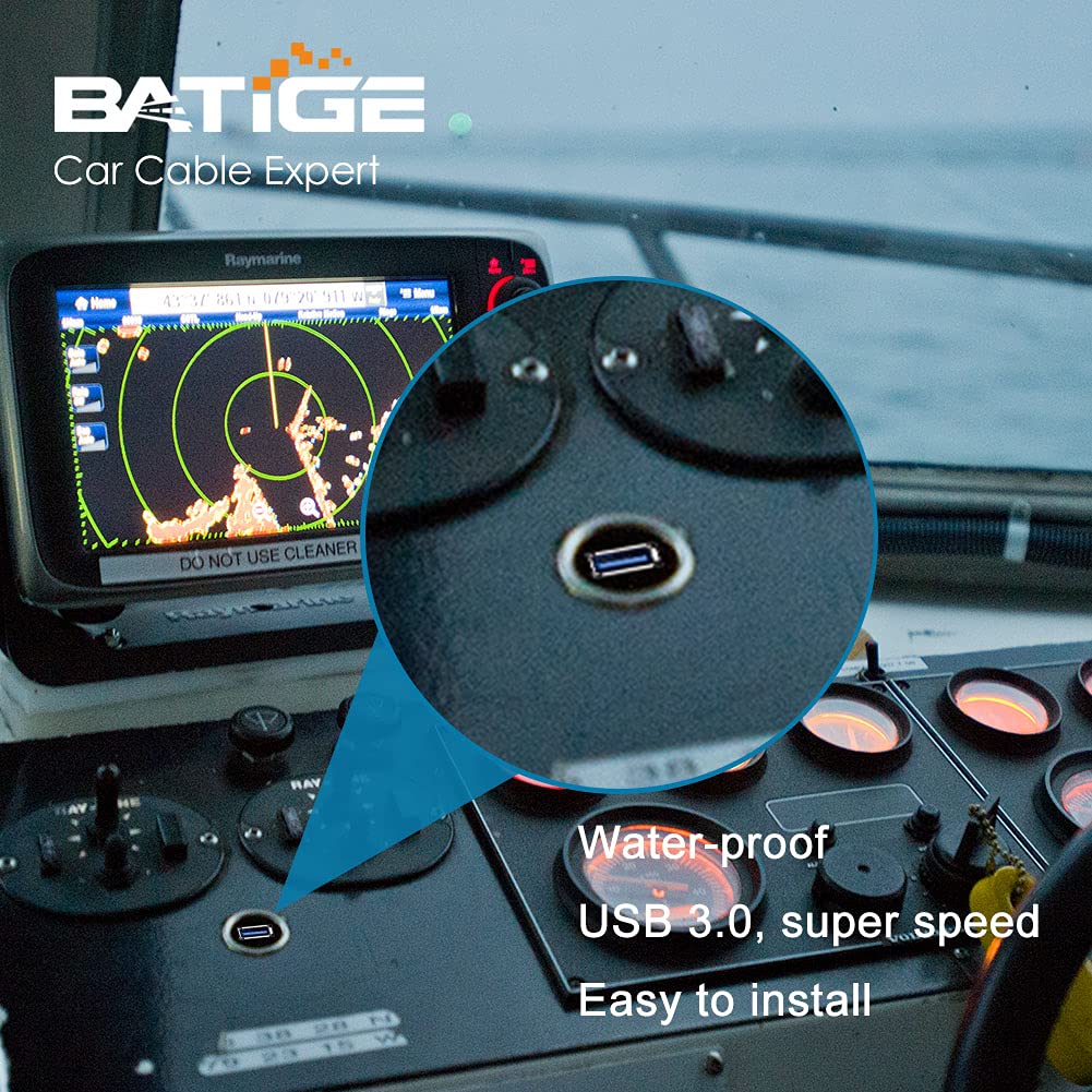 BATIGE 2 Pack Small USB 3.0 Male to Female AUX Flush Panel Mount Extension Cable for Car Truck Boat Motorcycle Dashboard 3ft