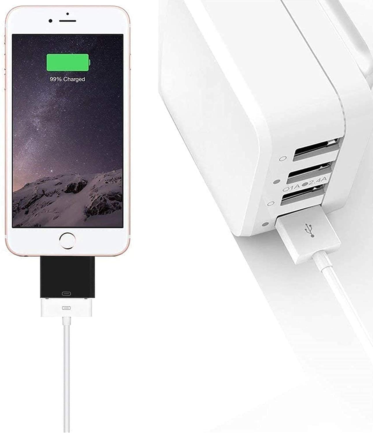 Lightning to 30-pin Adapter，Apple MFi Certified iPhone 8-Pin Male to 30-Pin Female Adapter Charging Sync Converter Connector Compatible iPhone 13/13P/12/11/X/8/7/6P/5S/5/iPad/iPod (No Audio)