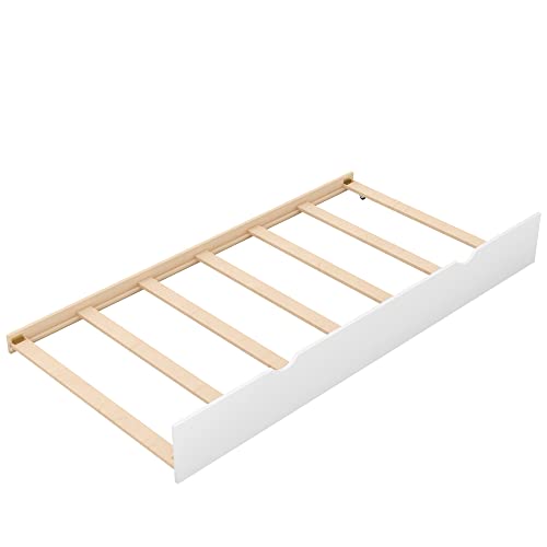 BOVZA Twin Over Twin/King Pull-Out Bunk Bed with Trundle, Extendable Bunk Beds for Kids, Teens, Adults, White