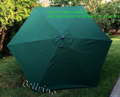 BELLRINO DECOR Replacement Hunter Green STRONG & THICK Umbrella Canopy for 9ft 6 Ribs (Canopy Only)