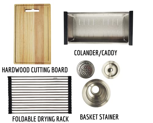 BlueBay Workstation Stainless Steel 28'' undermount Sink with 5 Gourmet Accessories