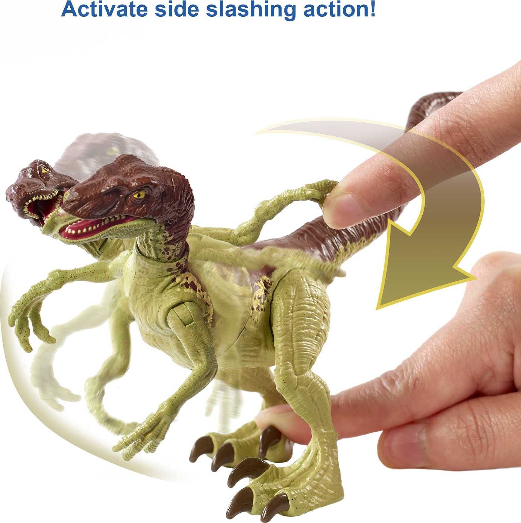 Jurassic World Toys Fierce Force Velociraptor Camp Cretaceous Dinosaur Action Figure Movable Joints, Realistic Sculpting & Single Strike Feature, Kids Gift Ages 3 Years & Older