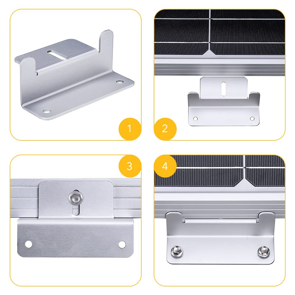 BougeRV 8 Units Solar Panel Mounting z Bracket, Supporting for RV, Roof, Boat, Off Grid, 2 Set of 4 Units