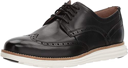 Cole Haan Men's Original Grand Shortwing Oxford Shoe, Black Leather/White, 12 Medium US