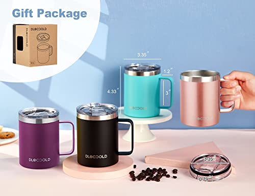 DLOCCOLD Insulated Coffee Mug with Handle 12 oz Stainless Steel Travel Coffee Cup with Lid Spill Proof Reusable Thermos Coffee Cups for Men Women