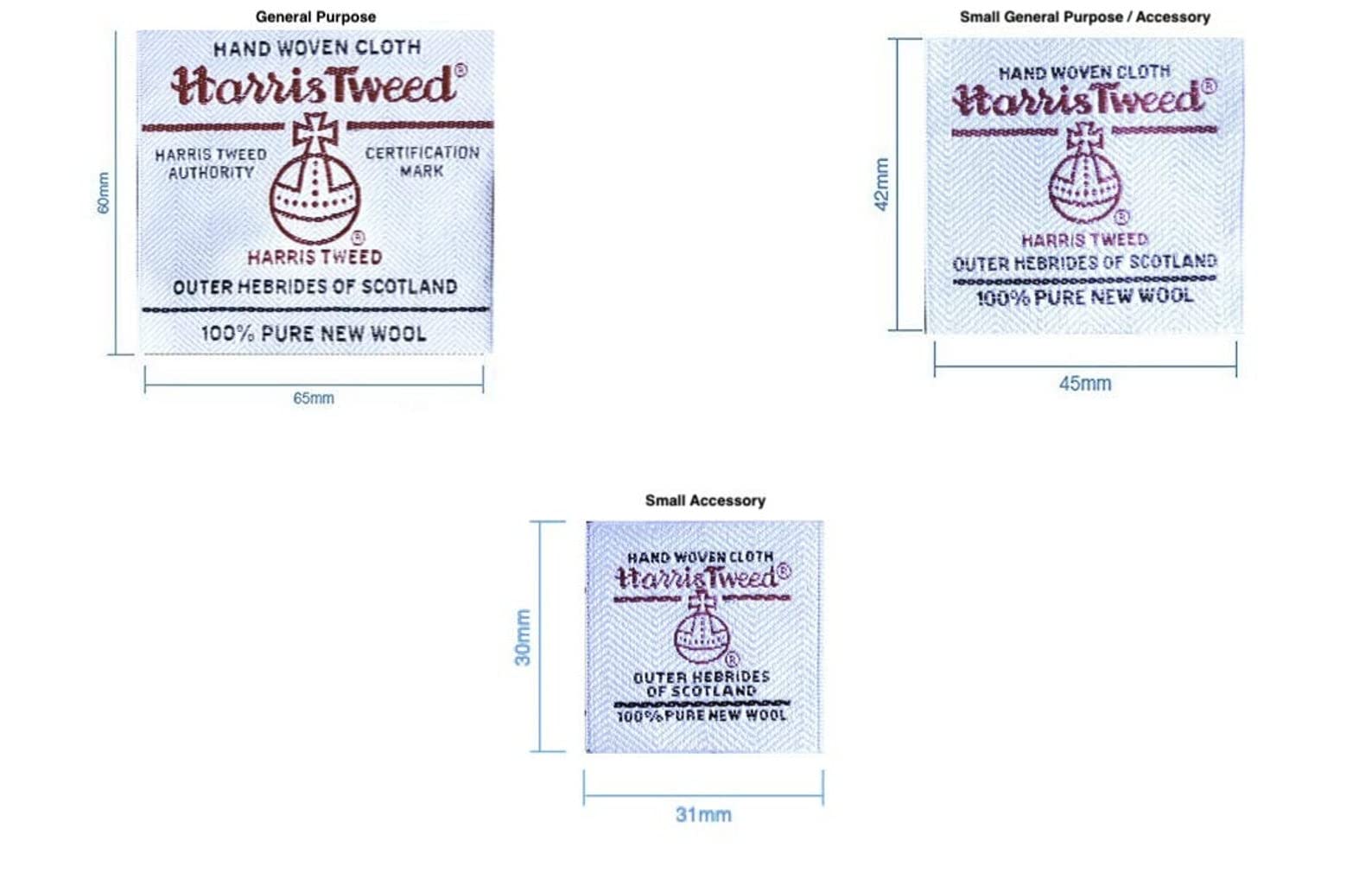 Traditional Harris Tweed MacLeod Tartan Pure Wool Woven Fabric with Authenticity Labels (Blue and Green, 100 x 75cm)