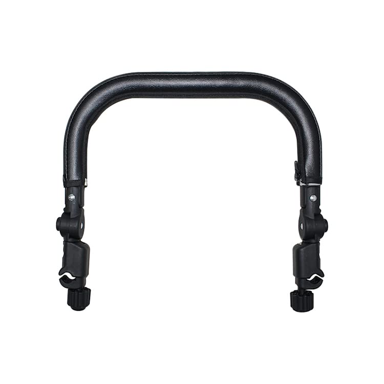 Baby Stroller Bumper Bar, Armrest Handle Crossbar, Black PU Leather