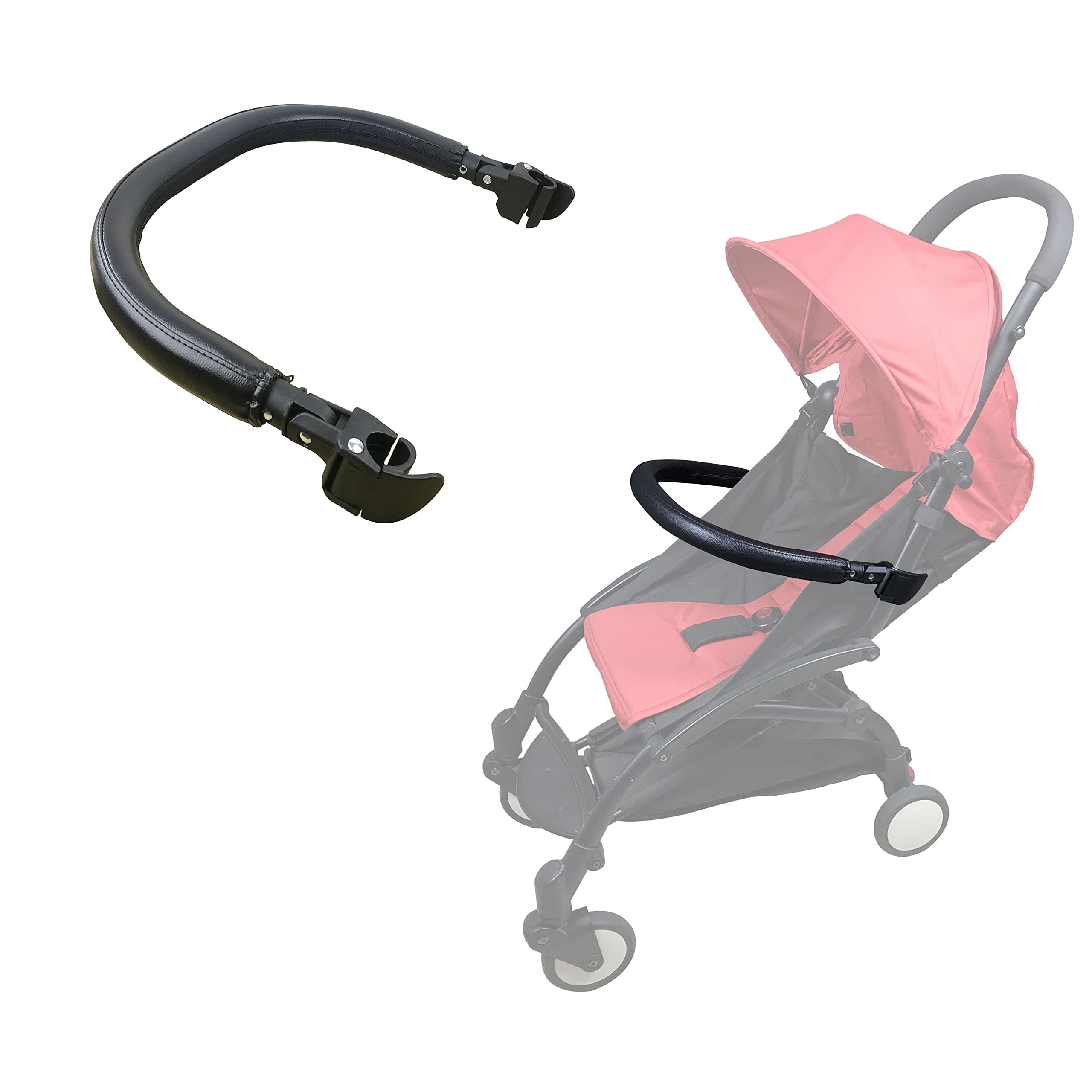 Baby Stroller Bumper Bar,Armrest,Crossbar,Handle bar,Handrail Compatible with BBZ Yoyo Stroller/Yoyo+ / Yoya Stroller Accessories-Black PU Leather