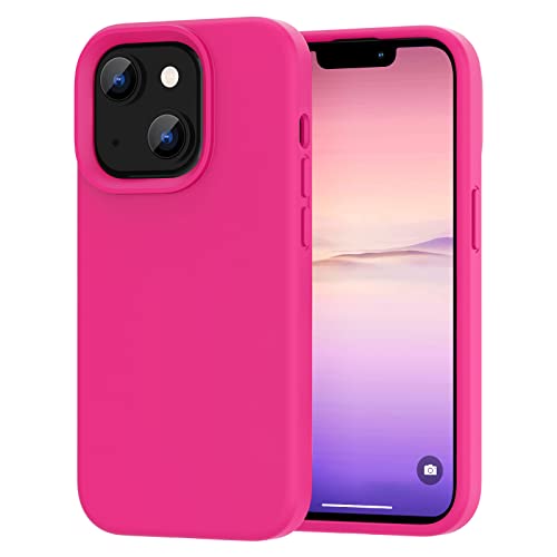 CAFEWICH for iPhone 14 Case, Slim Protective Shockproof Cover for Girls, Soft Liquid Silicone with Anti-Scratch Microfiber Lining Cover 6.1 Inch Display - Rose