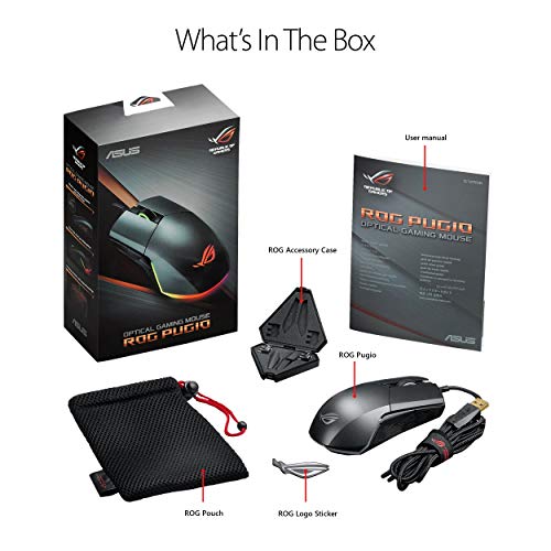ASUS Optical Gaming Mouse - ROG Pugio | Ergonomic & Truly Ambidextrous PC Gaming Mouse | Configurable & Swappable Side Buttons | 7200 DPI Optical Sensor | Aura Sync RGB, ROG Armoury II