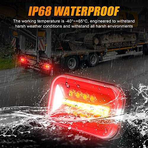 CAFOPAR Wireless Magnetic Trailer Lights Kit, LED Trailer Rear Light with 2 Charging Ways, Universal Running Stop Turn Signal License Plate Light for Tow Trucks, Caravans, Campers, RV, Boat