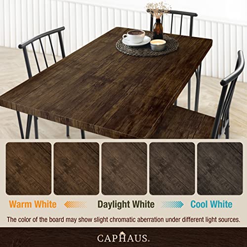 CAPHAUS 5 Pieces Dining Table & Chairs Set for 4, Space-Saving Rectangle Table w/Four Chairs for Kitchen, Dining Room, Breakfast Nook, Dinette, Modern Design Set, Brown Oak