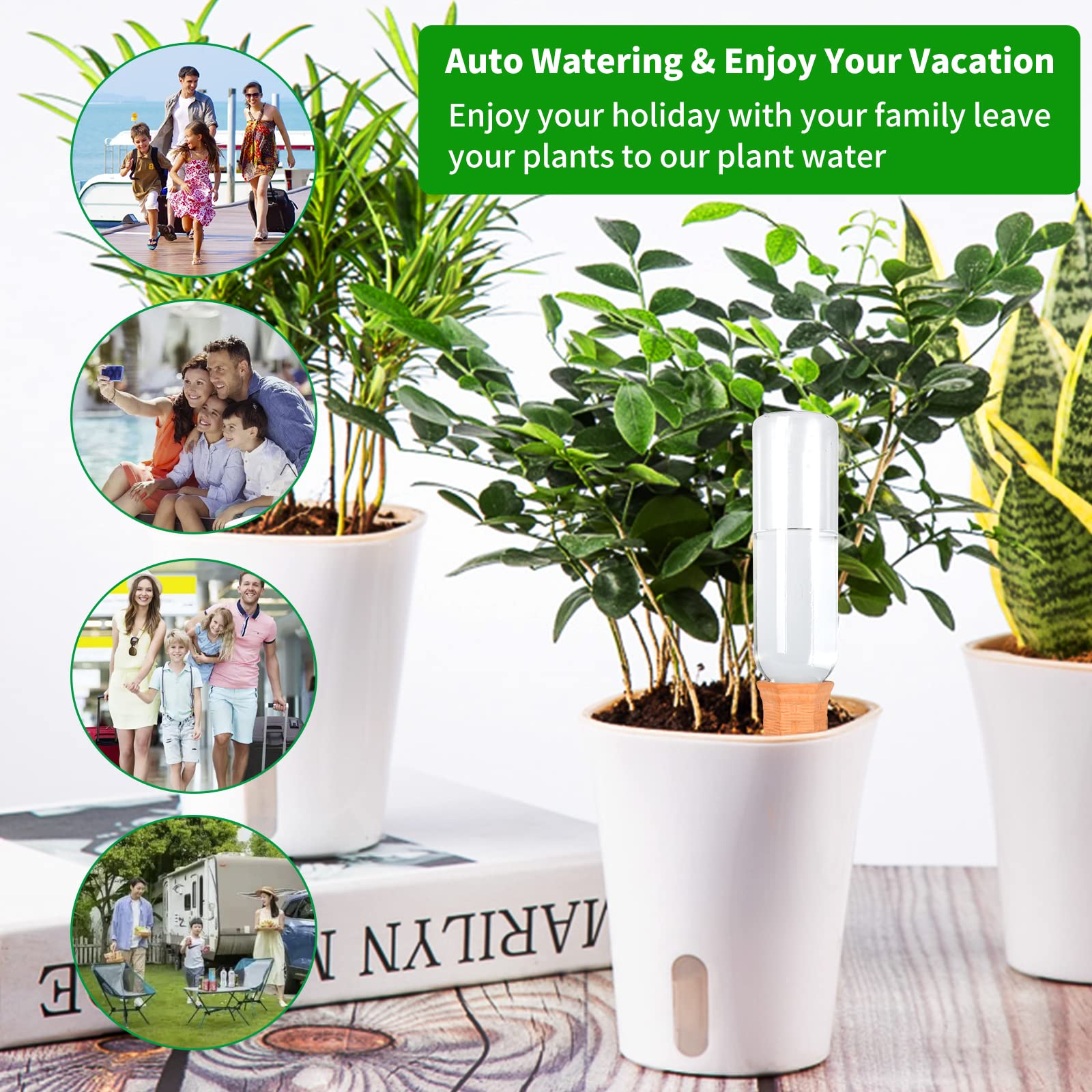 Baxrou Plant Self Watering Stakes 12 Pack Terracotta Watering Spikes for Indoor and Outdoor Plants,Wine Bottle Plant Watering Devices, Automatic Plant Waterers for Vacation