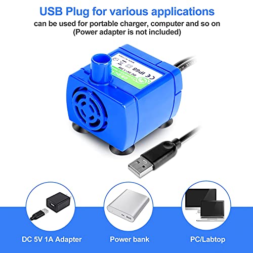 Cepheus Replacement Pump for Cat Water Fountain - Extreme Silent Pet Fountain DR-DC160 Pump with 6 ft USB Cable Cord for Automatic Cat Water Fountain Stainless Steel (No Adapter)