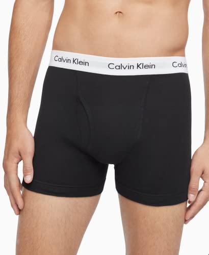 Calvin Klein Men's Cotton Classics 5-Pack Boxer Brief, 3 Black Bodies W/Black WB, 2 Black Bodies W/White WB, Large