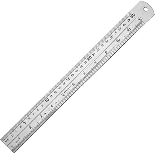 Edward Tools 12 Inch Metal Ruler - Stainless Steel SAE and MM - Straight Edge has Inches and Millimeters - 1 Foot Length - for School, Office Contractor, Home Use (1)