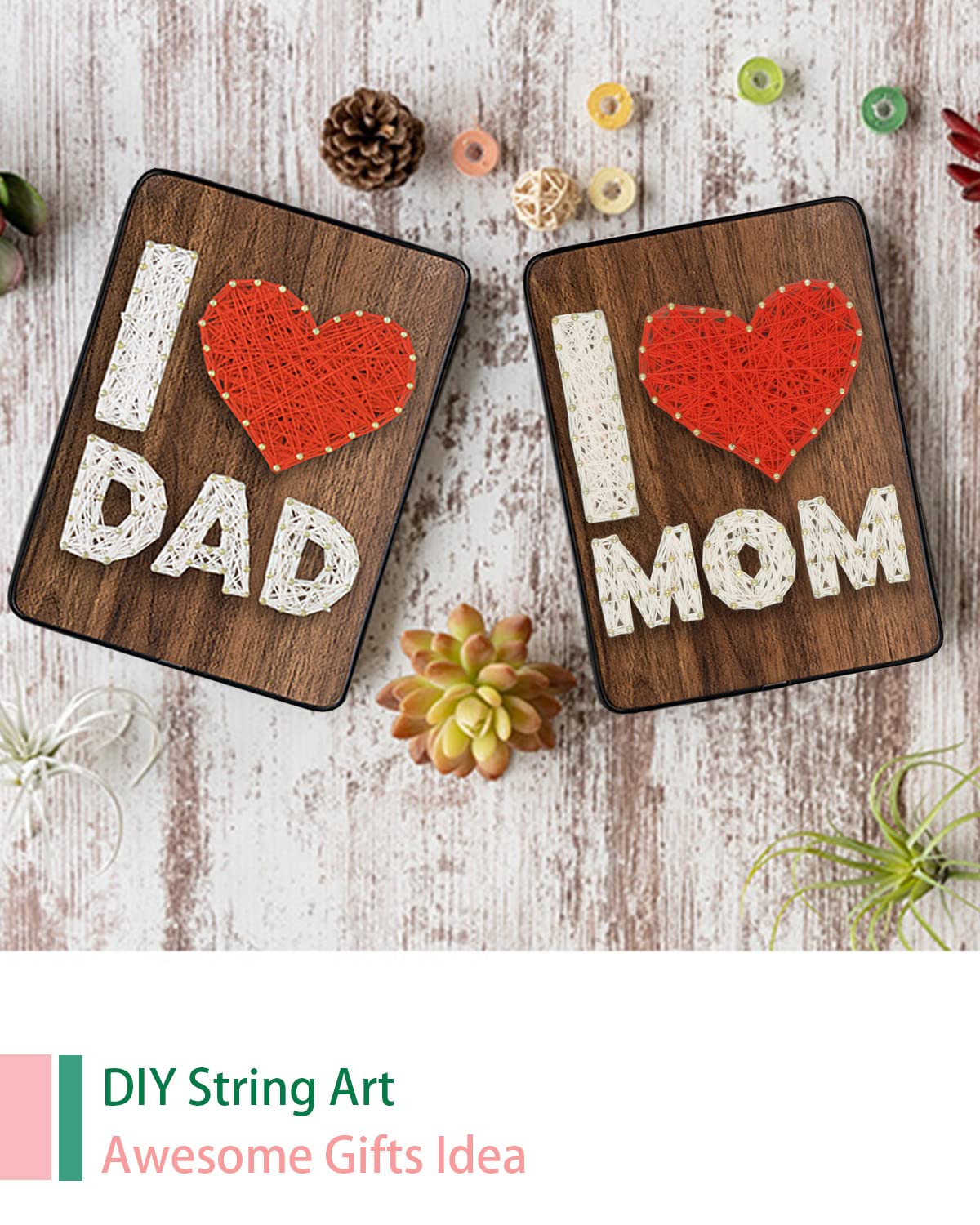 BAZIMA ALICE DIY String Art Kit for Beginner, DIY I Love Mom Craft Kit,Unique Gift,Craft Kit for Holidays