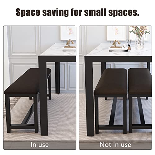 DKLGG Dining Room Table Set, Dining Table Set for 4 Faux Marble Kitchen Table with PU Leather Benches Kitchen Table Dinner Table Set for 4 Small Kitchen Table and Chairs for Small Spaces Apartment