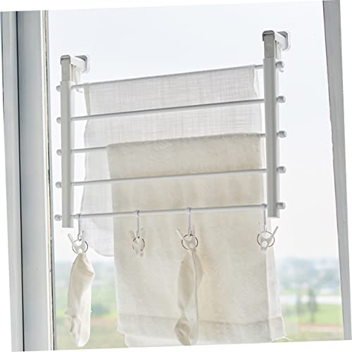Cabilock Drying Rack Wall Mounted Drying Rack Heavy Duty Coat Hangers Collapsible Hangers Towels Drying Rack Metal Hanger Laundry Drying Rack Drying Coat Hanger Clothing Drying Rack White
